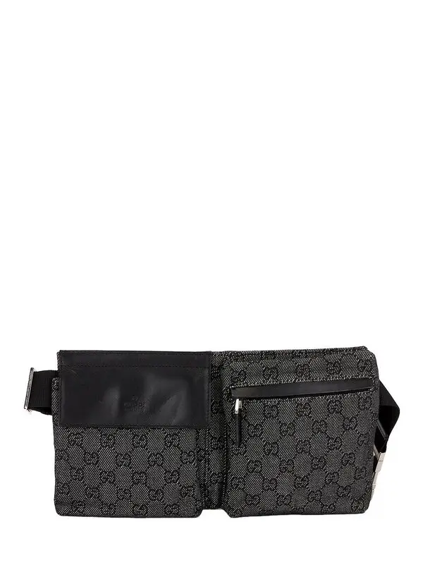 Gucci Denim Double Pocket Belt Bag - Grey