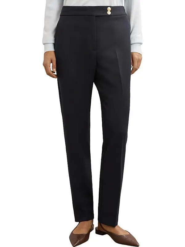 REISS Petite Gabriel Tapered Trousers - Navy