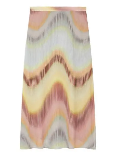 Paul Smith Gradient Wave Crinkle Georgette Midi Skirt - Multicolour