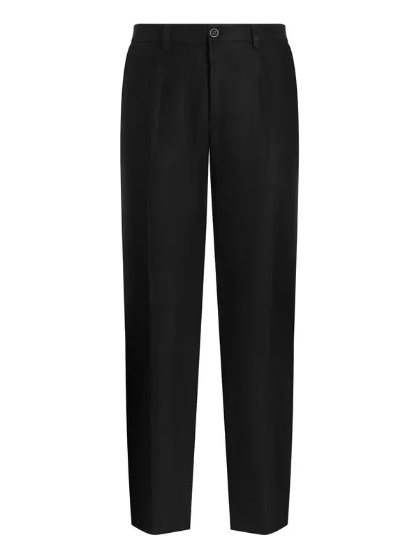 Dolce & Gabbana Tailored Regular Fit Linen Pants - Black