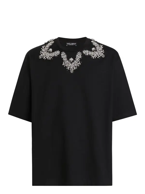 Dolce & Gabbana Jersey T-shirt With Embroidery - Black