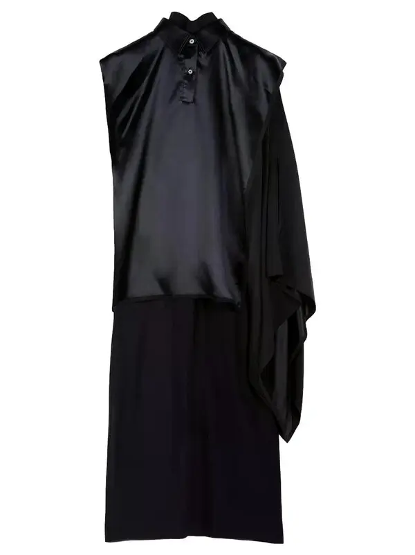 Ports 1961 Satin-paneled Draped Midi Dress - Black