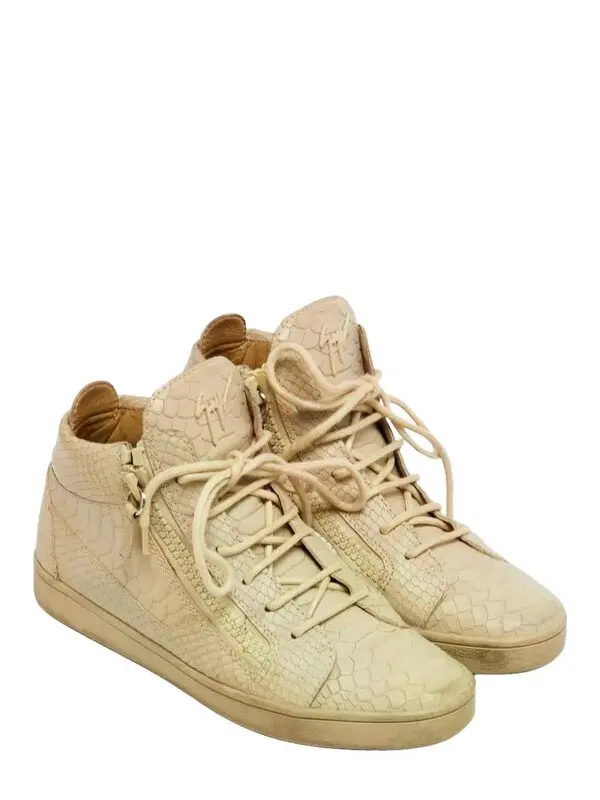 GIUSEPPE ZANOTTI Kriss Embossed Leather High-top Sneakers - Neutrals