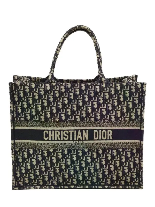 Dior Oblique Embroidered Tote - Blue
