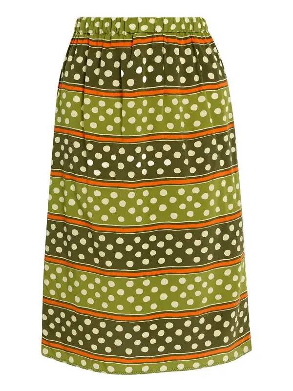 Marni Printed Silk Crepe De Chine Skirt - Leaf Green