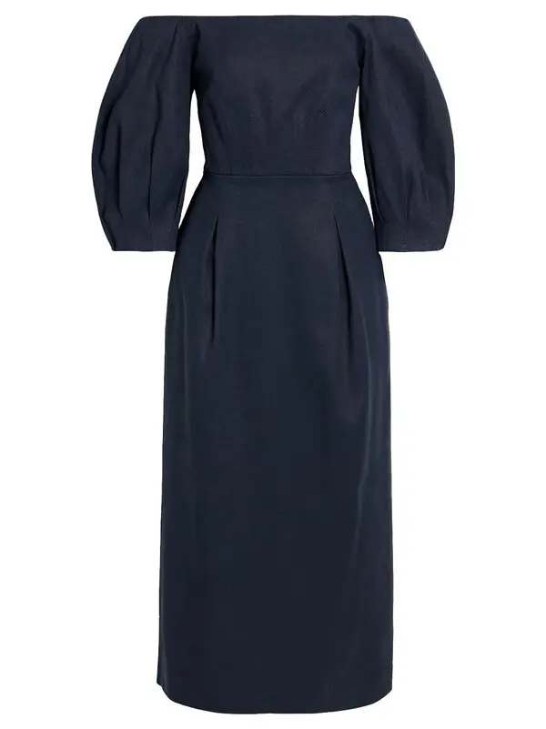Gabriela Hearst Majano Off-the-shoulder Midi Dress - Navy