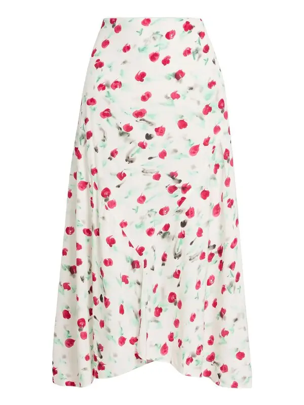 Marni Floral-print Crepe Midi Skirt - White