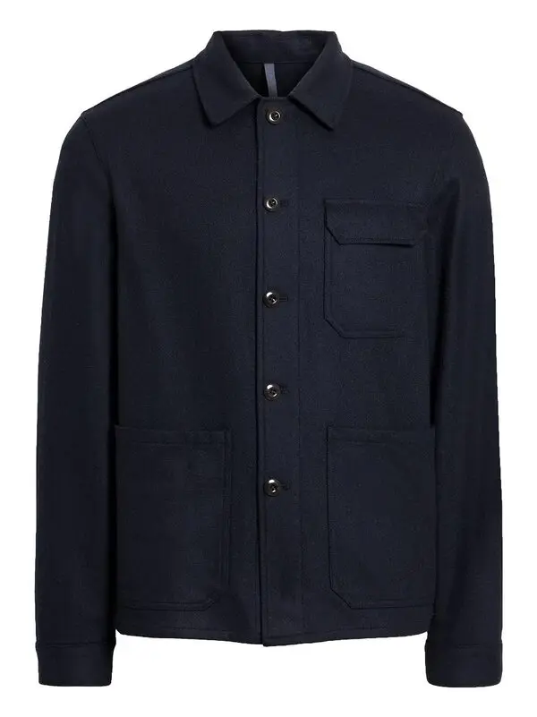 SLOWEAR Montedoro Woolblend Flannel Overshirt - Navy