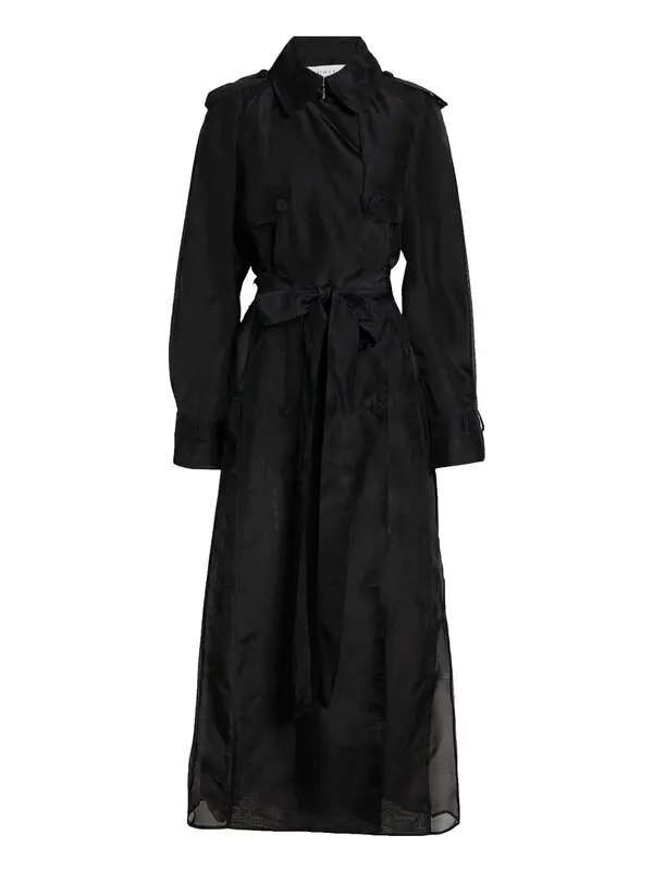 Gabriela Hearst Eithne Pleated Silk-organza Trench Coat - Black