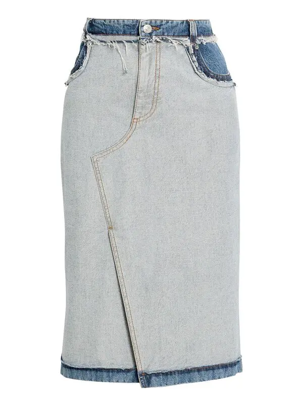 Marni Frayed Denim Skirt - Light Denim