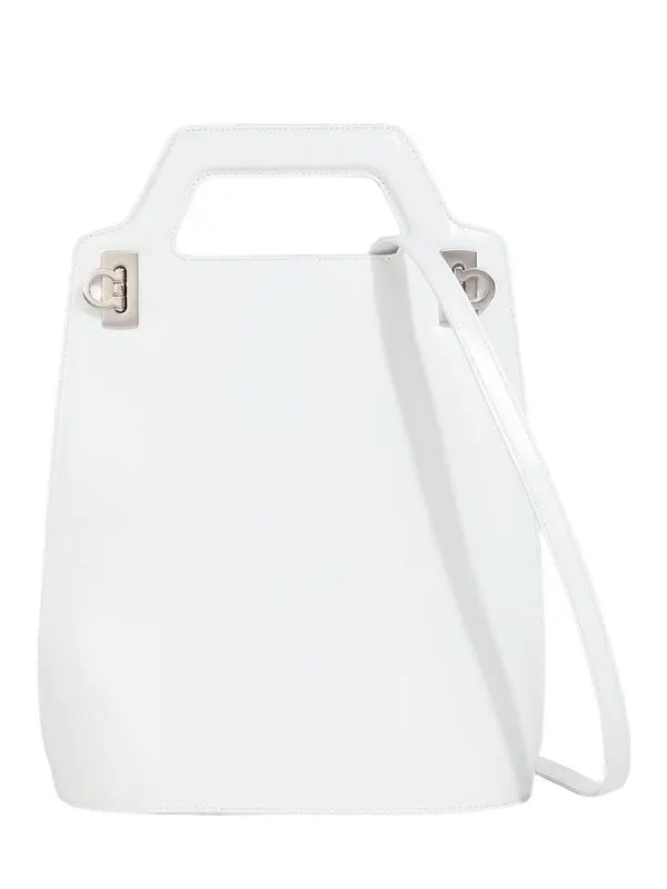 FERRAGAMO Wanda Mini Patent-leather Tote - White