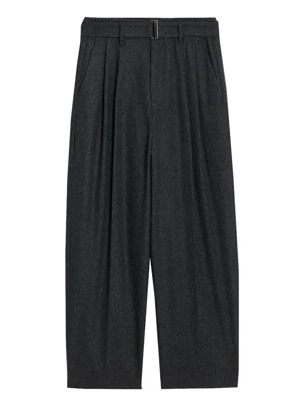 LE17SEPTEMBRE Belted Tapered Wool-blend Pants - Dark Gray