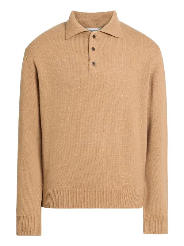 LE17SEPTEMBRE Knitted Polo Sweater - Camel