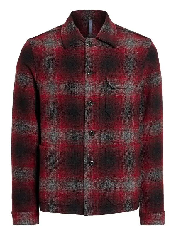 SLOWEAR Checked Wool-flannel Jacket - Claret