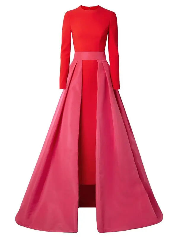 Carolina Herrera Convertible Color-block Silk-faille Gown - Red