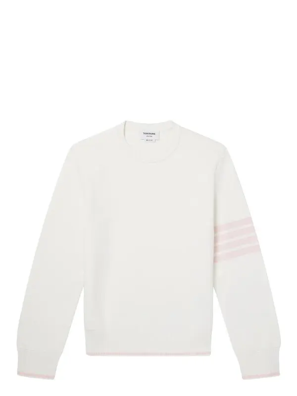 Thom Browne Striped Cotton Sweater - White
