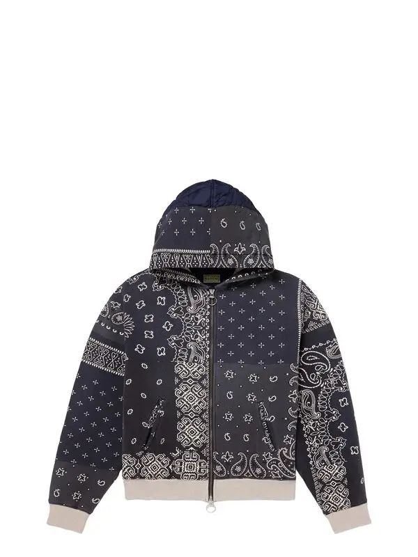 Kapital Panelled Bandana-print Hoodie - Blue