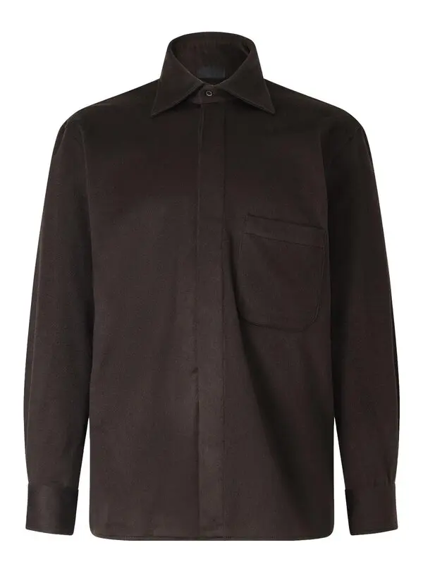 SAMAN AMEL Cashmere Shirt Jacket - Brown