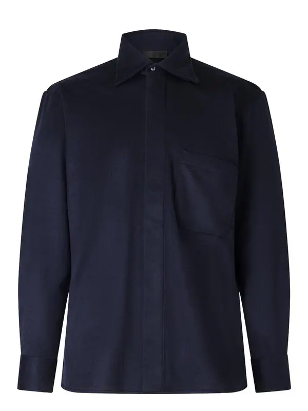 SAMAN AMEL Cashmere Shirt Jacket - Blue