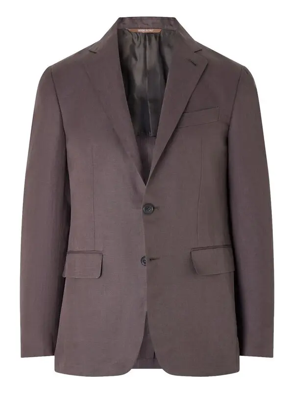 Canali Kei Linen And Silk-blend Suit Jacket - Purple