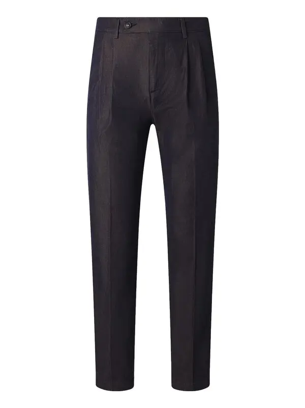 Massimo Alba Strallo2 Straight-leg Pleated Cotton-twill Trousers - Blue