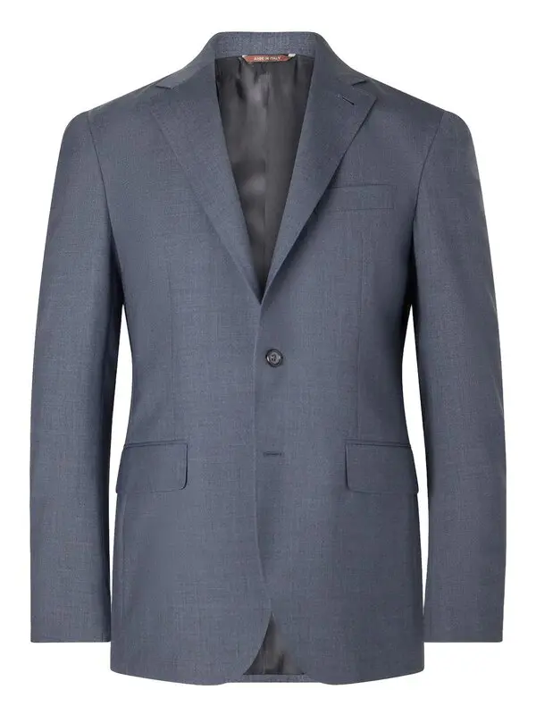 Canali Kei Super 30s Wool Blazer - Blue