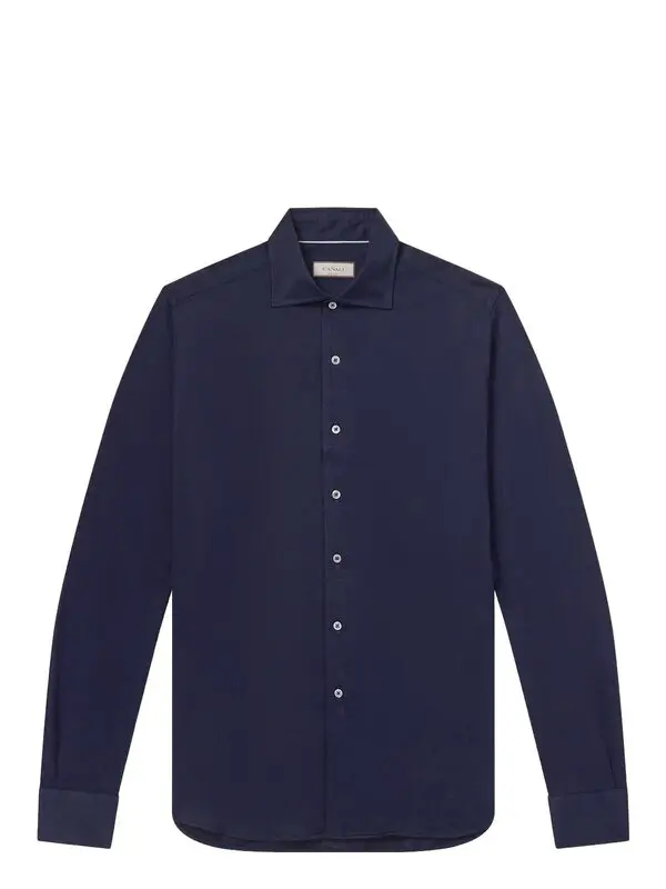 Canali Cotton And Lyocell-blend Shirt - Blue
