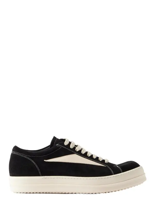 Rick Owens Full-grain Leather-trimmed Suede Sneakers - Black