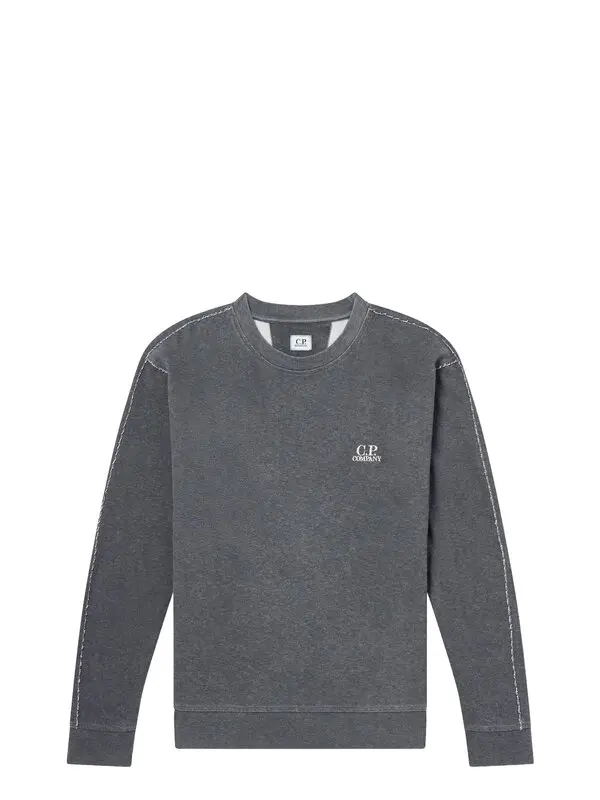 C.P. COMPANY Logo-embroidered Cotton-jersey Sweatshirt - Gray