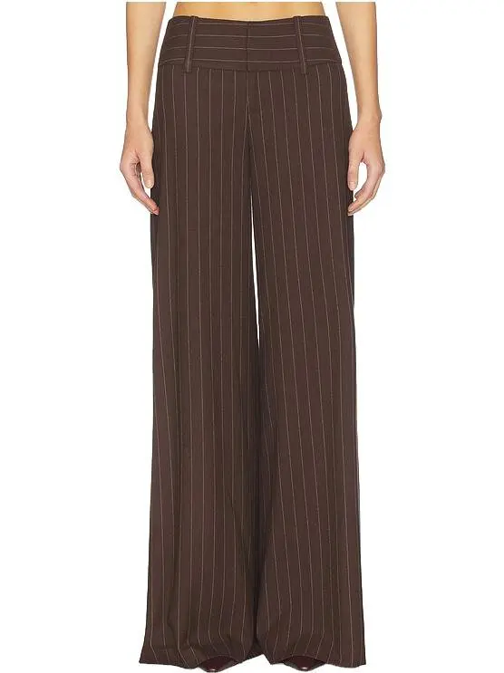 Alice + Olivia Olivia Wide Leg Flare Pant - Dark Chocolate & Off White