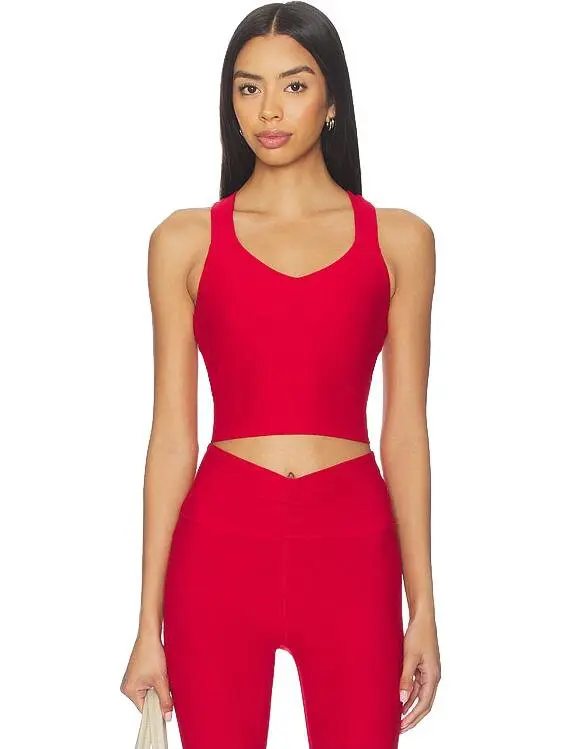 Beyond Yoga Twist Through Cropped Tank Top - Holly Red Heather