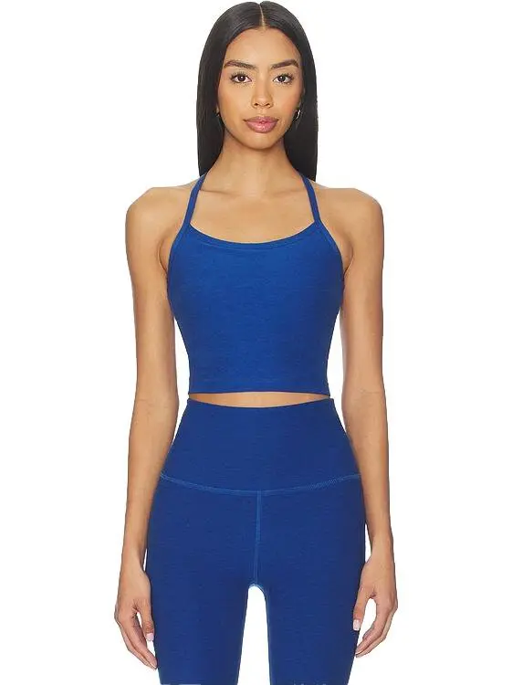 Beyond Yoga Spacedye Racerback Cropped Tank Top - Marine Blue Heather