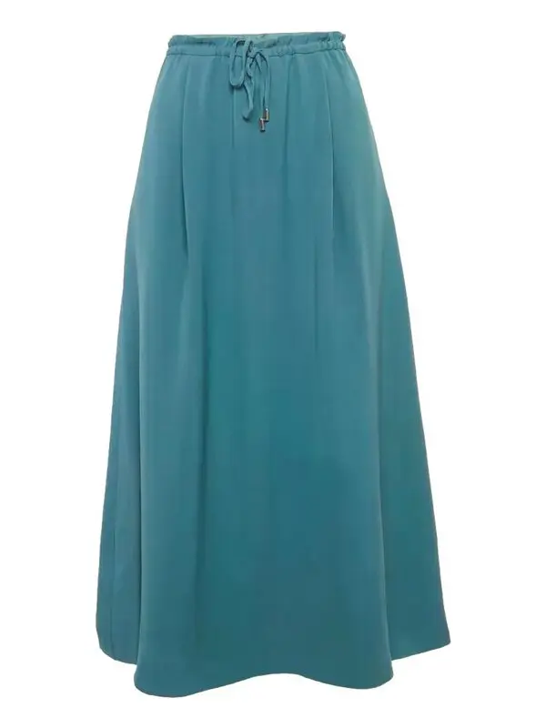 Loro Piana Silk Drawstring Midi Skirt - Blue