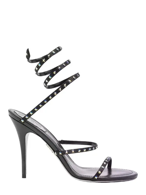 Rene Caovilla Cleo Star-studded Ankle-wrap Sandals - Black