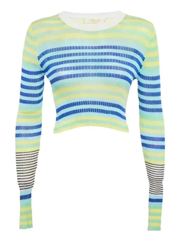 Diane Von Furstenberg Knit Striped T-shirt - Blue
