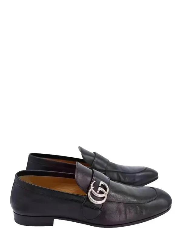 Gucci Double G Leather Loafers - Black