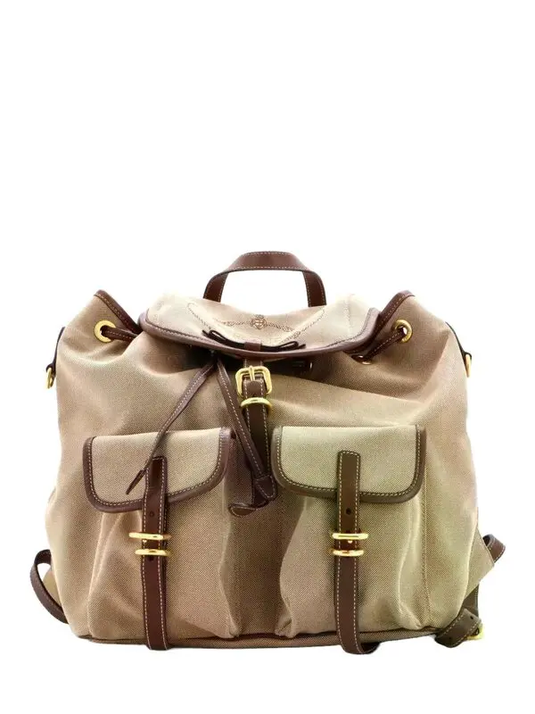 Prada Logo Canvas Backpack - Brown
