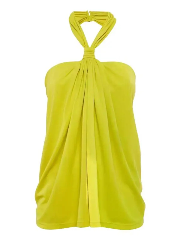 Ronny Kobo Halterneck Ruching Top - Yellow