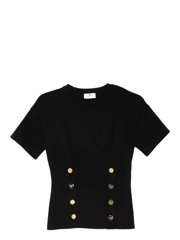 Elisabetta Franchi Button-detail T-shirt - Black