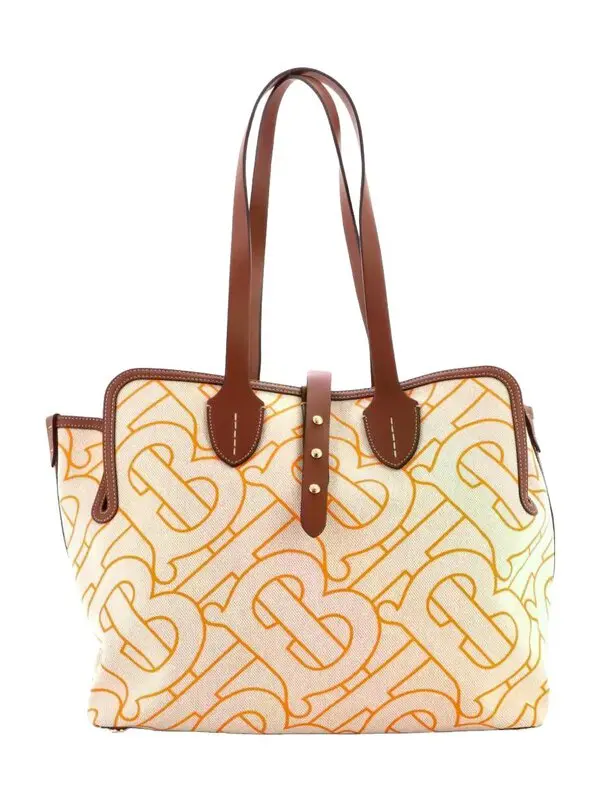 Burberry Soft Belt Bag Xl Tb Monogram Printed Canvas Medium Tote Bag - Brown