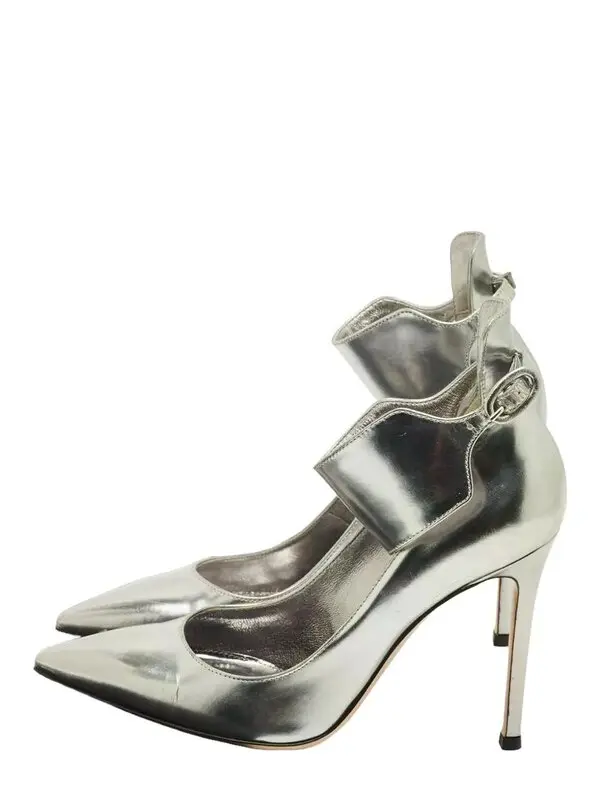 GIANVITO ROSSI Ankle-cuff Pointed-toe Pumps - Silver
