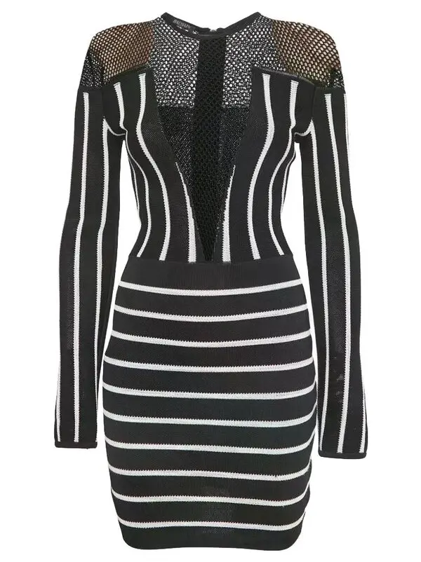 Balmain Striped Mini Dress - Black