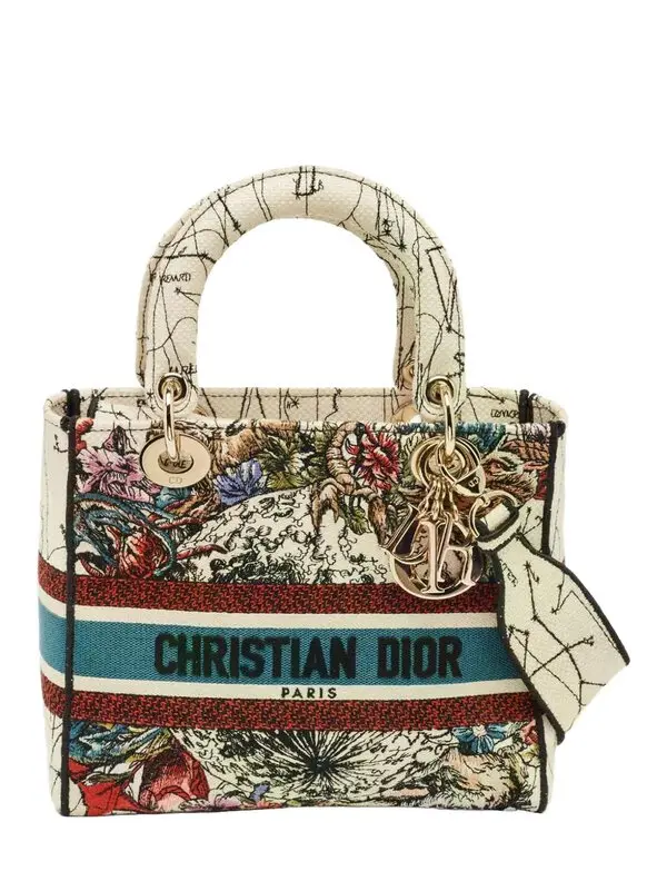 Dior D-lite Floral Embroidered Tote Bag - Neutrals