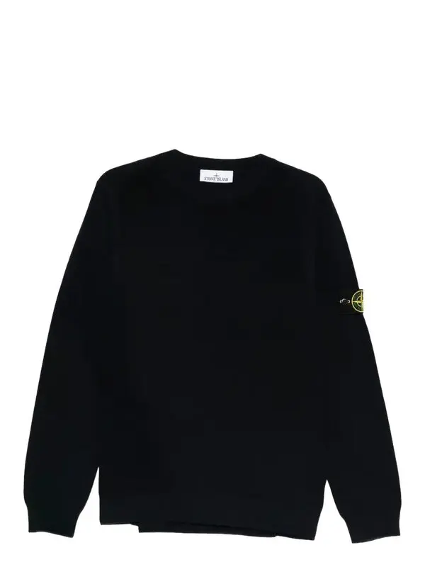 Stone Island Crew-neck Logo-patch Sweater - Blue