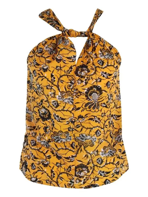 ISABEL MARANT VINTAGE Floral Print Halter Top - Yellow