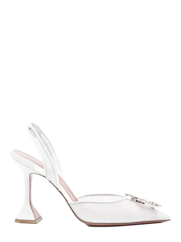 Amina Muaddi Begum Mesh Sling Pumps - White