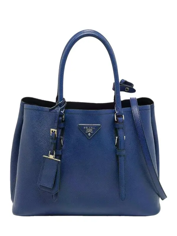 Prada 2014 Signature Leather Tote Bag - Blue