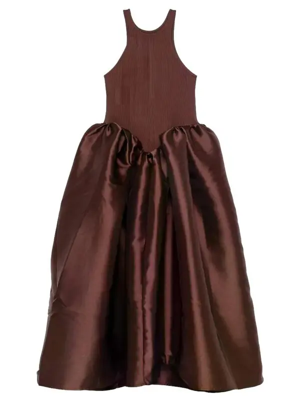 MARQUES' ALMEIDA Satin-skirt Midi Dress - Brown