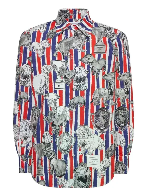 Thom Browne Toile-detail Long-sleeve Shirt - Red