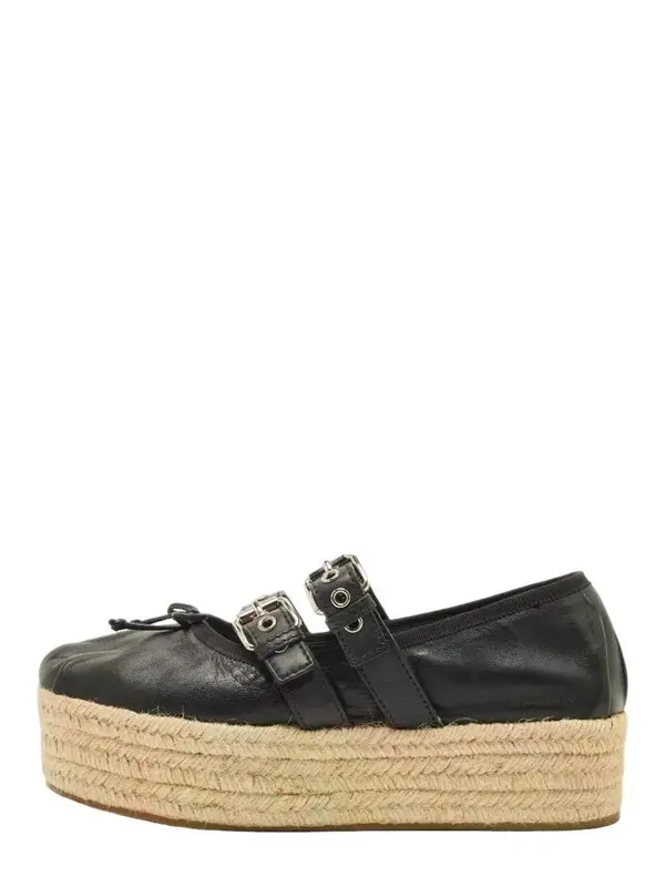 Miu Miu Buckled Platform Espadrilles - Black